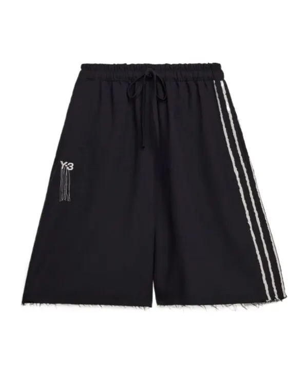 Y3 Sport Uniform Raw Cut 3-stripes Shorts - Black