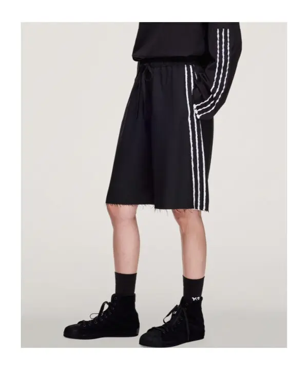 Y3 Sport Uniform Raw Cut 3-stripes Shorts - Black