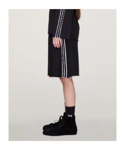 Y3 Sport Uniform Raw Cut 3-stripes Shorts - Black