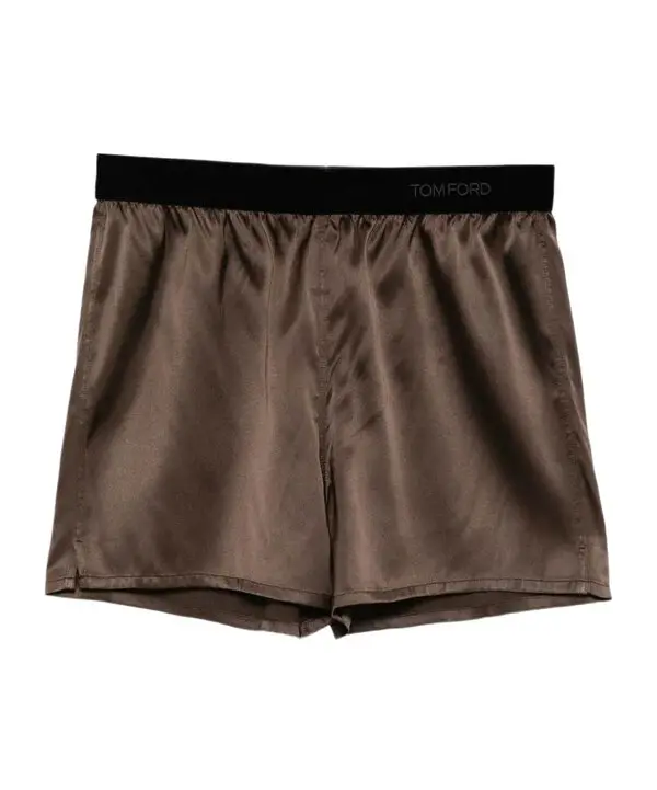 TOM FORD Satin Boxer Shorts - Brown
