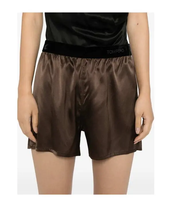 TOM FORD Satin Boxer Shorts - Brown