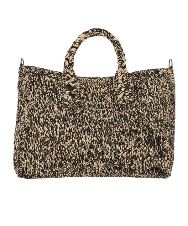 IBELIV Woven Shoulder Bag With Braided Top Handles