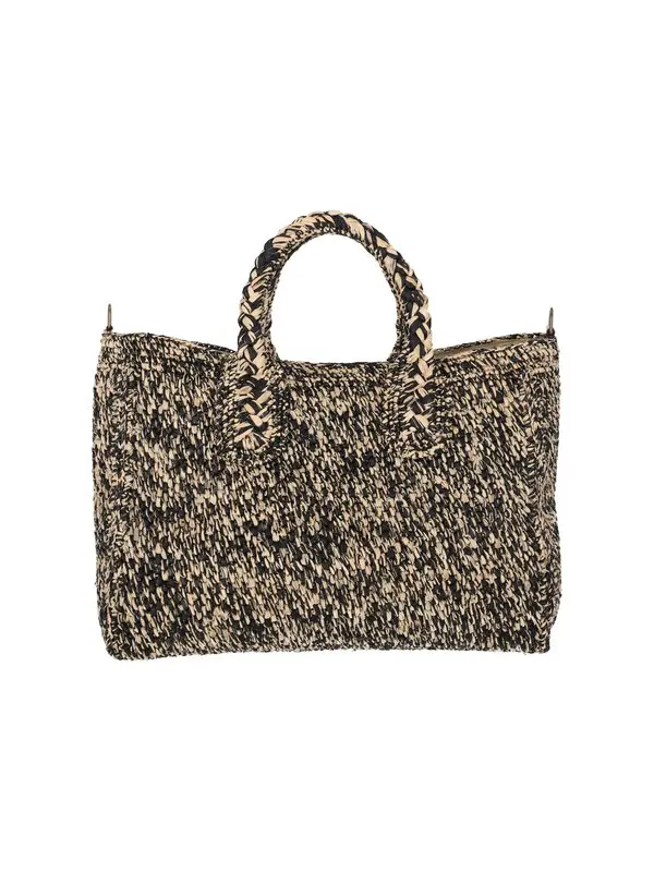 IBELIV Woven Shoulder Bag With Braided Top Handles
