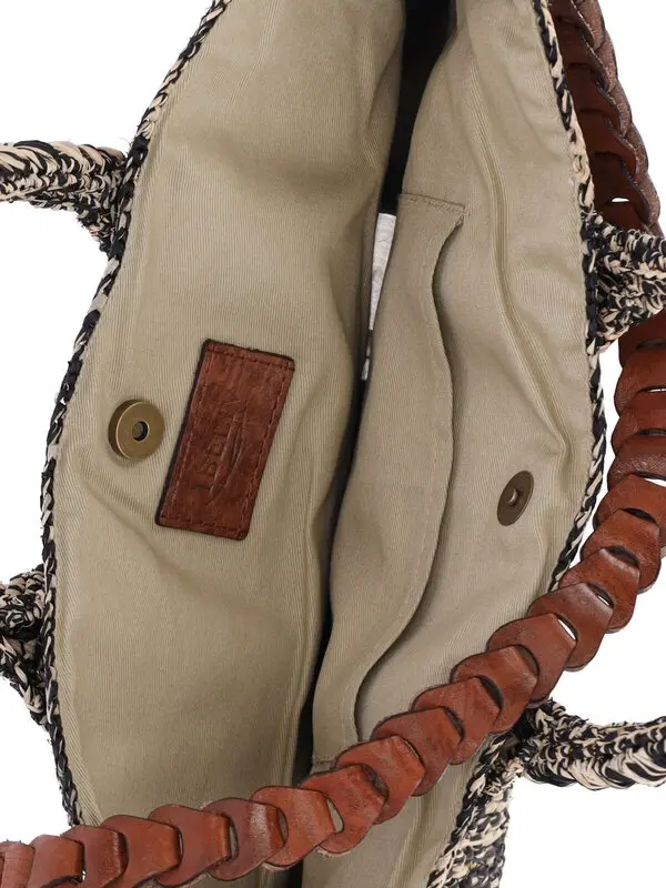 IBELIV Woven Shoulder Bag With Braided Top Handles