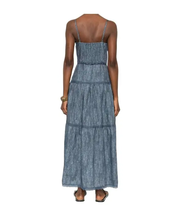 ERMANNO FIRENZE Sleeveless Floral Embroidered Tiered Midi Dress