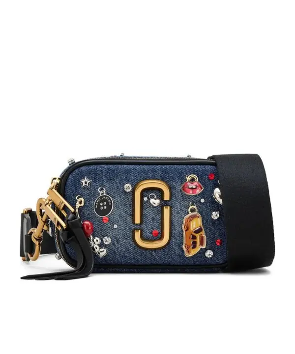 Marc Jacobs Trinket Charm Denim Snapshot Bag - Black