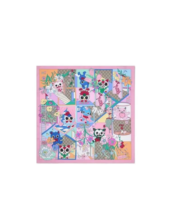 Gucci Printed Silk Twill Scarf - Light Pink