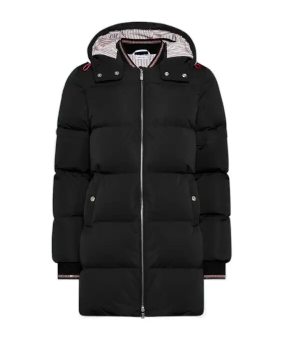 Thom Browne Zip-up Padded Coat With Drawcord Hood And Rwb Trim