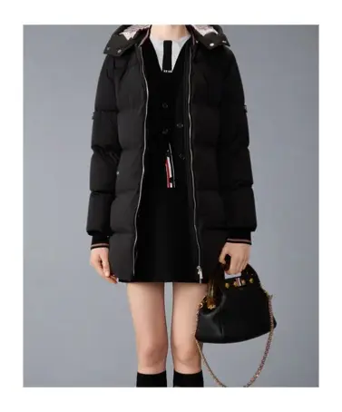 Thom Browne Zip-up Padded Coat With Drawcord Hood And Rwb Trim