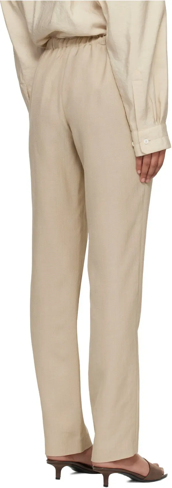 Loulou De Saison Straight-leg Pants With Elasticated Waist - Beige