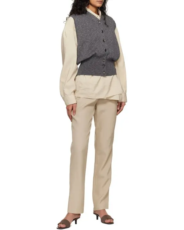 Loulou De Saison Straight-leg Pants With Elasticated Waist - Beige