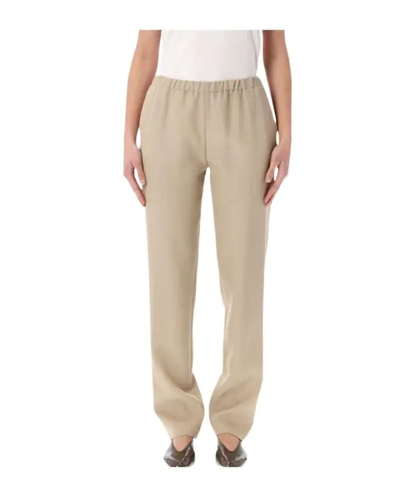 Loulou De Saison Straight-leg Pants With Elasticated Waist - Beige