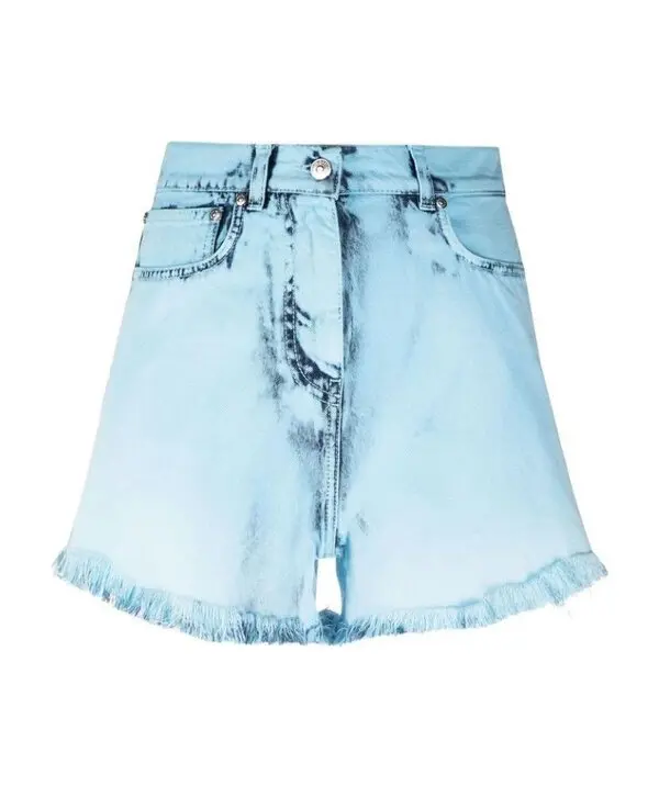 MSGM High-waisted Denim Shorts With Frayed Hem