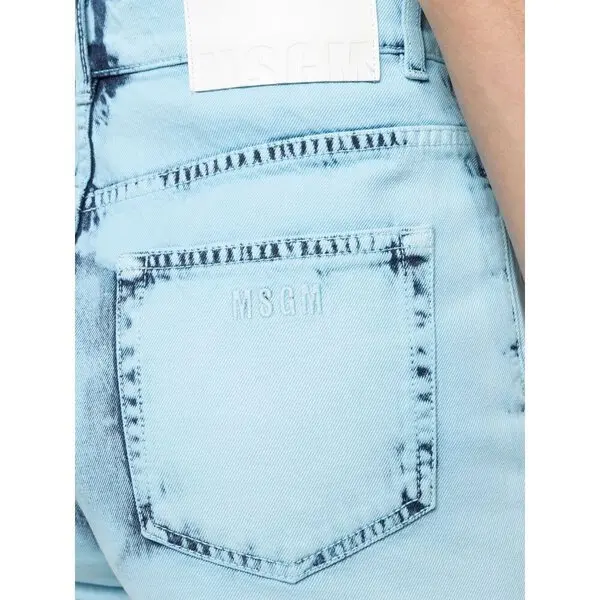 MSGM High-waisted Denim Shorts With Frayed Hem