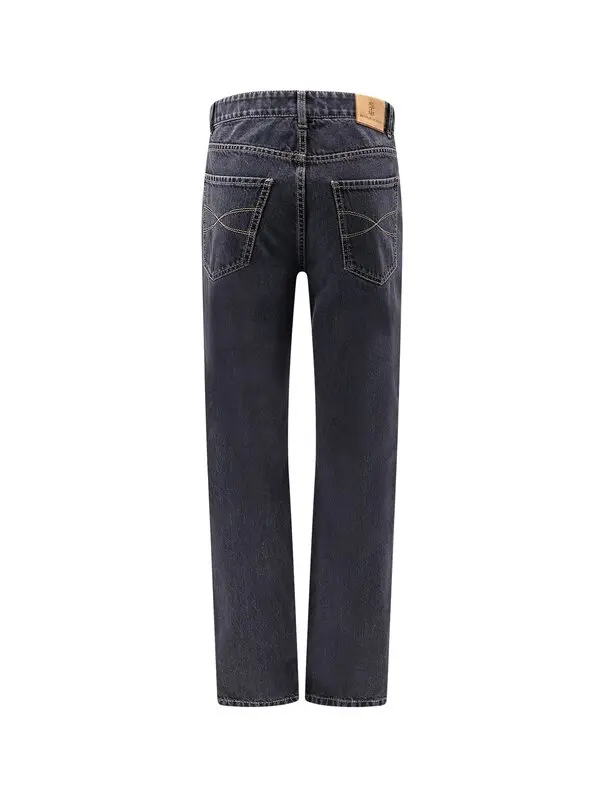 Brunello Cucinelli Logo Patch Jeans - Black