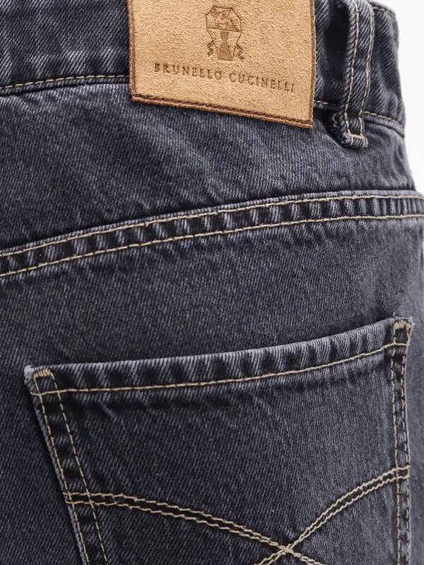 Brunello Cucinelli Logo Patch Jeans - Black