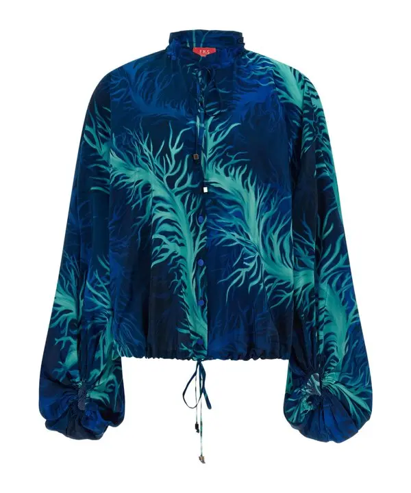 F.R.S FOR RESTLESS SLEEPERS Coral Print Puff Sleeve Shirt