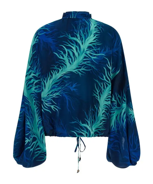 F.R.S FOR RESTLESS SLEEPERS Coral Print Puff Sleeve Shirt