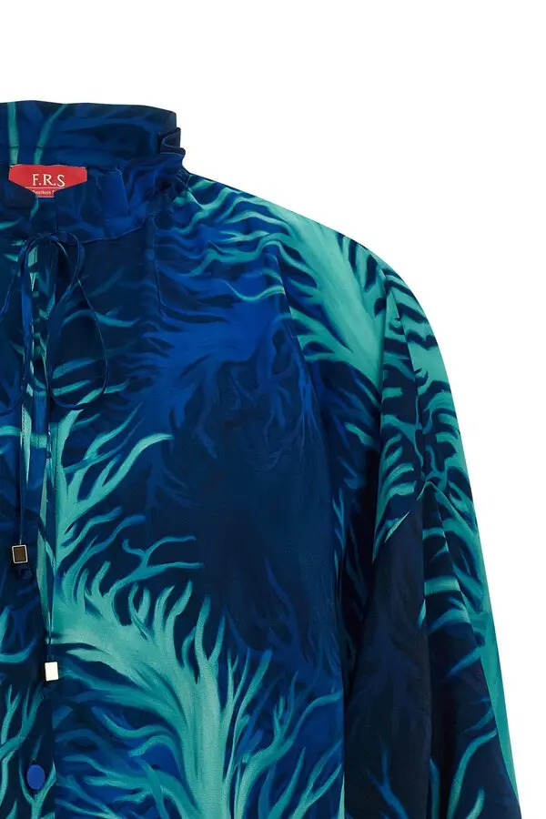 F.R.S FOR RESTLESS SLEEPERS Coral Print Puff Sleeve Shirt
