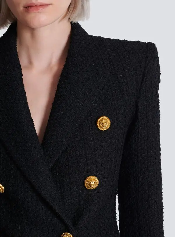 Balmain Double-breasted Tweed Blazer - Black