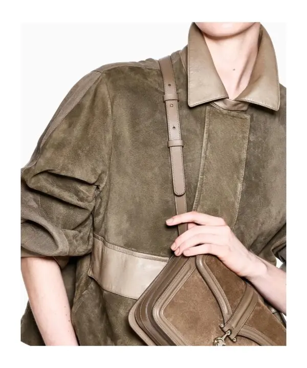 Giorgio Armani Oversized Suede And Leather Jacket