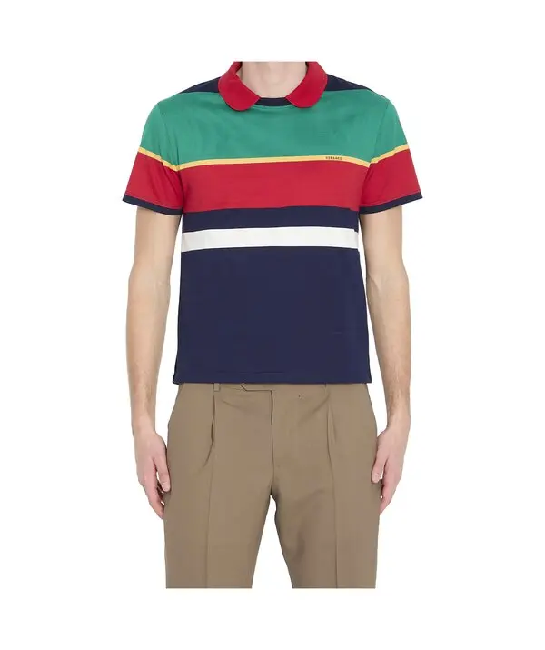 Versace Striped Short-sleeved Polo Shirt - Multicolor