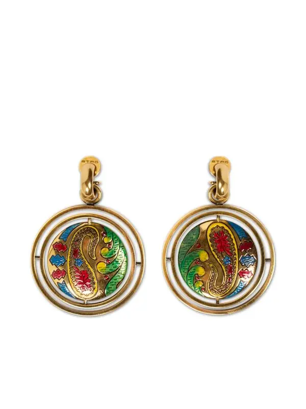 Etro Drop Earrings With Paisley Button - Multicolor