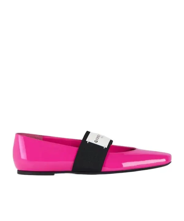 Givenchy Patent Leather Ballet Flats With Logo Strap - Fuchsia