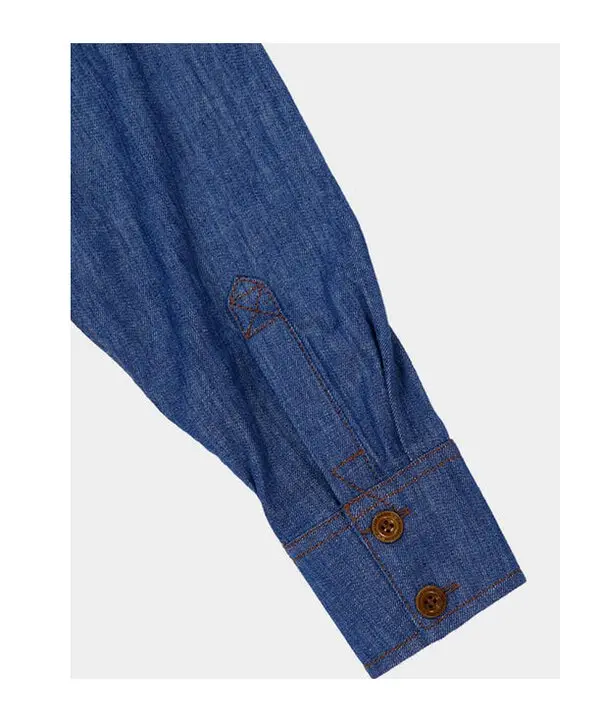 Zimmermann Long Sleeve Denim Shirt With Notched Lapels