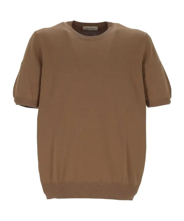 GRAN SASSO Short Sleeve Knit Sweater - Brown