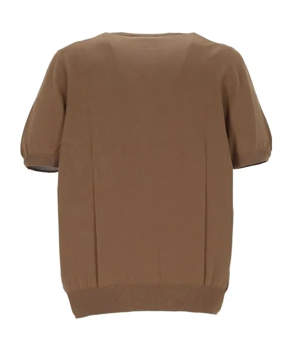 GRAN SASSO Short Sleeve Knit Sweater - Brown