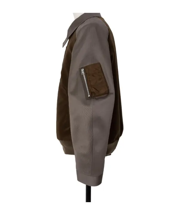 Sacai Twill Collared Zip-up Blouson - Gray-brown