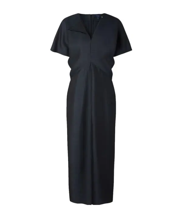 Soeur Ella Midi Dress With Back Slit And Pleated Detail - Black