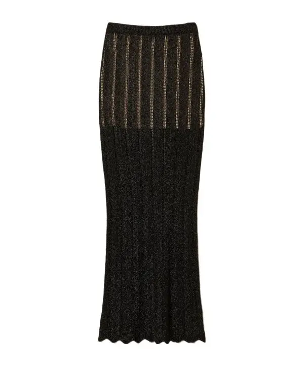 TWINSET Knitted Maxi Skirt With Openwork Hem