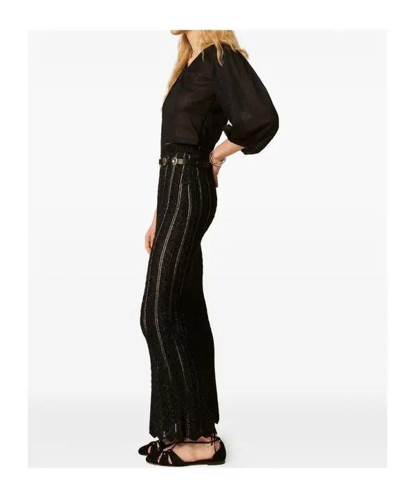 TWINSET Knitted Maxi Skirt With Openwork Hem
