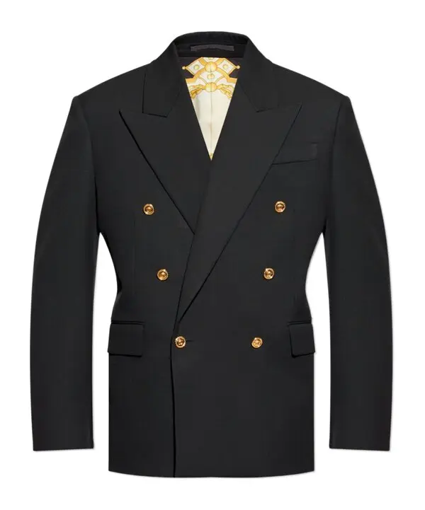 Versace Double-breasted Tailored Blazer - Black