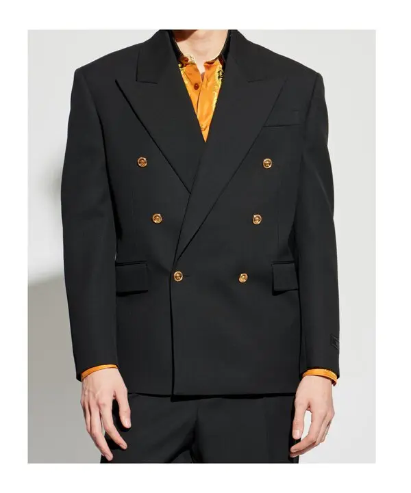 Versace Double-breasted Tailored Blazer - Black