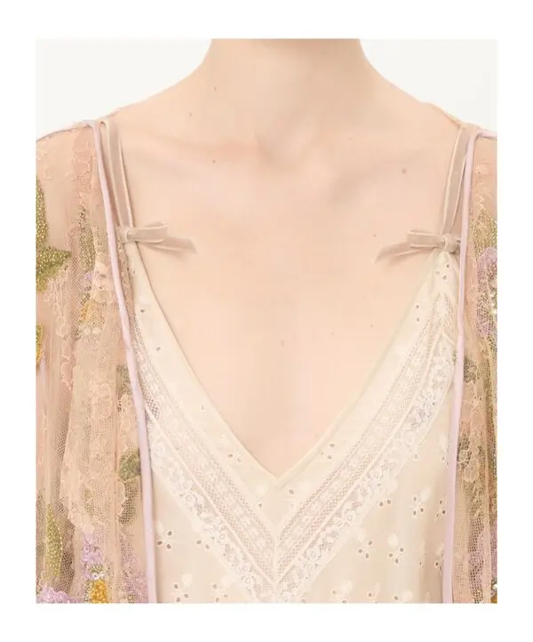 Valentino Garavani Embroidered Floral Short Sleeve Top