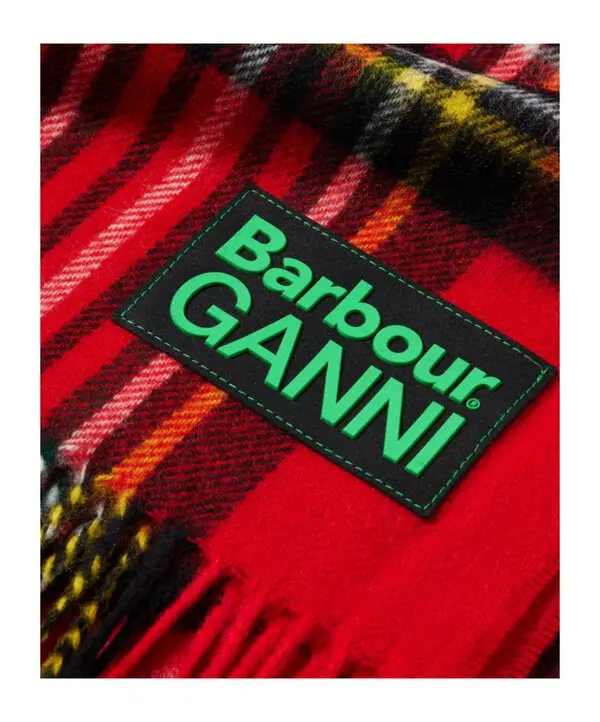Barbour Ganni Plaid Wool Scarf - Red
