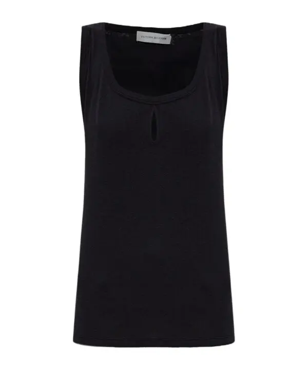 Victoria Beckham Round Neck Sleeveless Draped Top