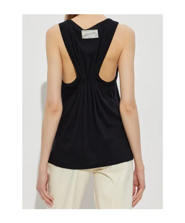 Victoria Beckham Round Neck Sleeveless Draped Top