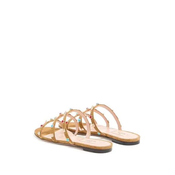 Valentino Garavani Rockstud Slip-on Sandals - Light Brown