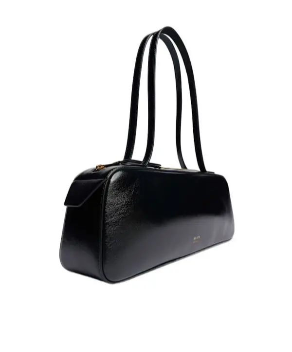Khaite Simona Crackled Patent Shoulder Bag - Black