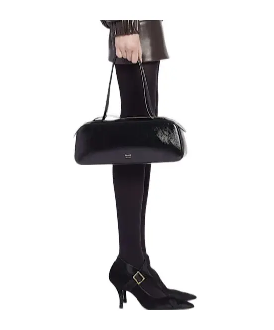 Khaite Simona Crackled Patent Shoulder Bag - Black