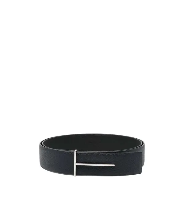 TOM FORD Leather Reversible Belt With Palladium-plated Buckle - Black