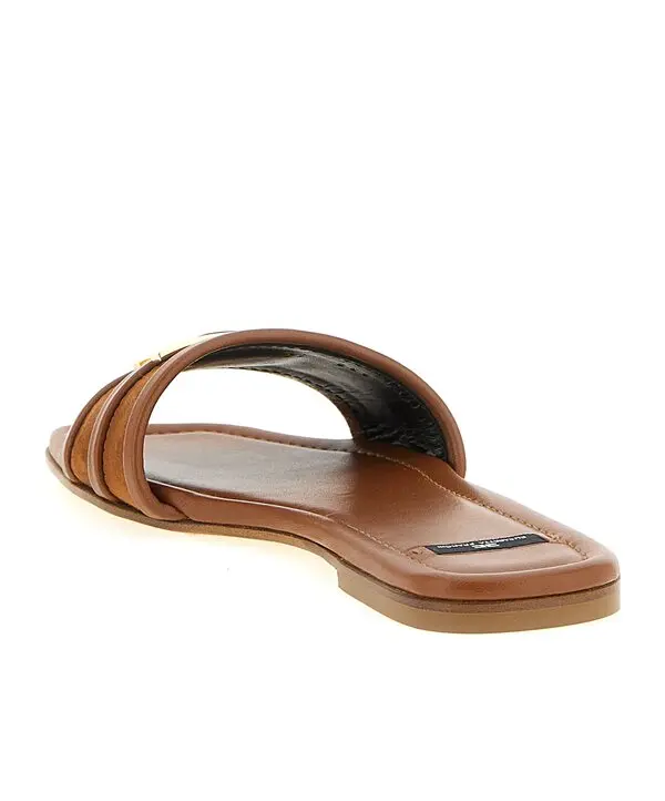 Elisabetta Franchi Logo Plaque Slip-on Slides - Brown