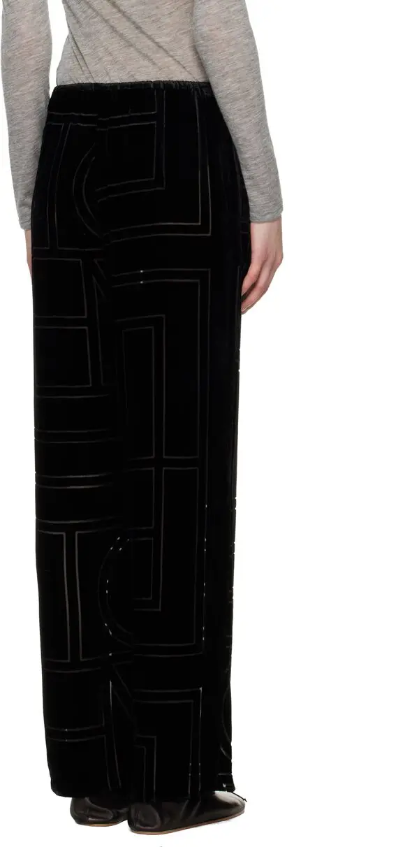 TOTEME Monogram Velvet Straight-leg Pants - Black