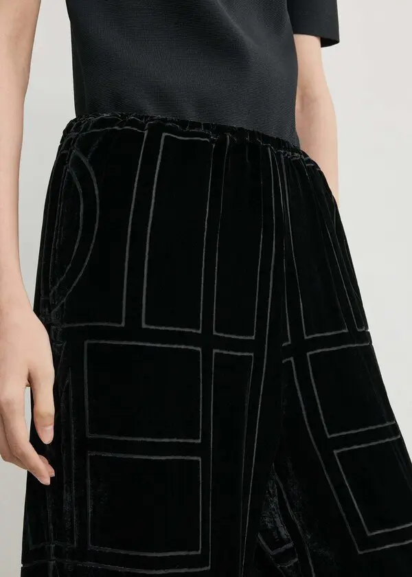 TOTEME Monogram Velvet Straight-leg Pants - Black
