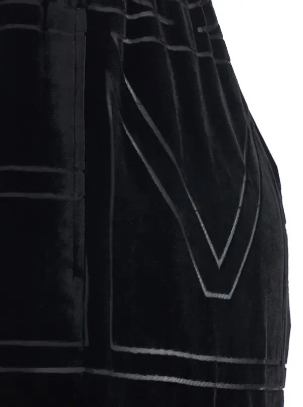 TOTEME Monogram Velvet Straight-leg Pants - Black