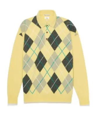J.W.ANDERSON Jw Anderson X Pringle Argyle Polo Top - Light Yellow